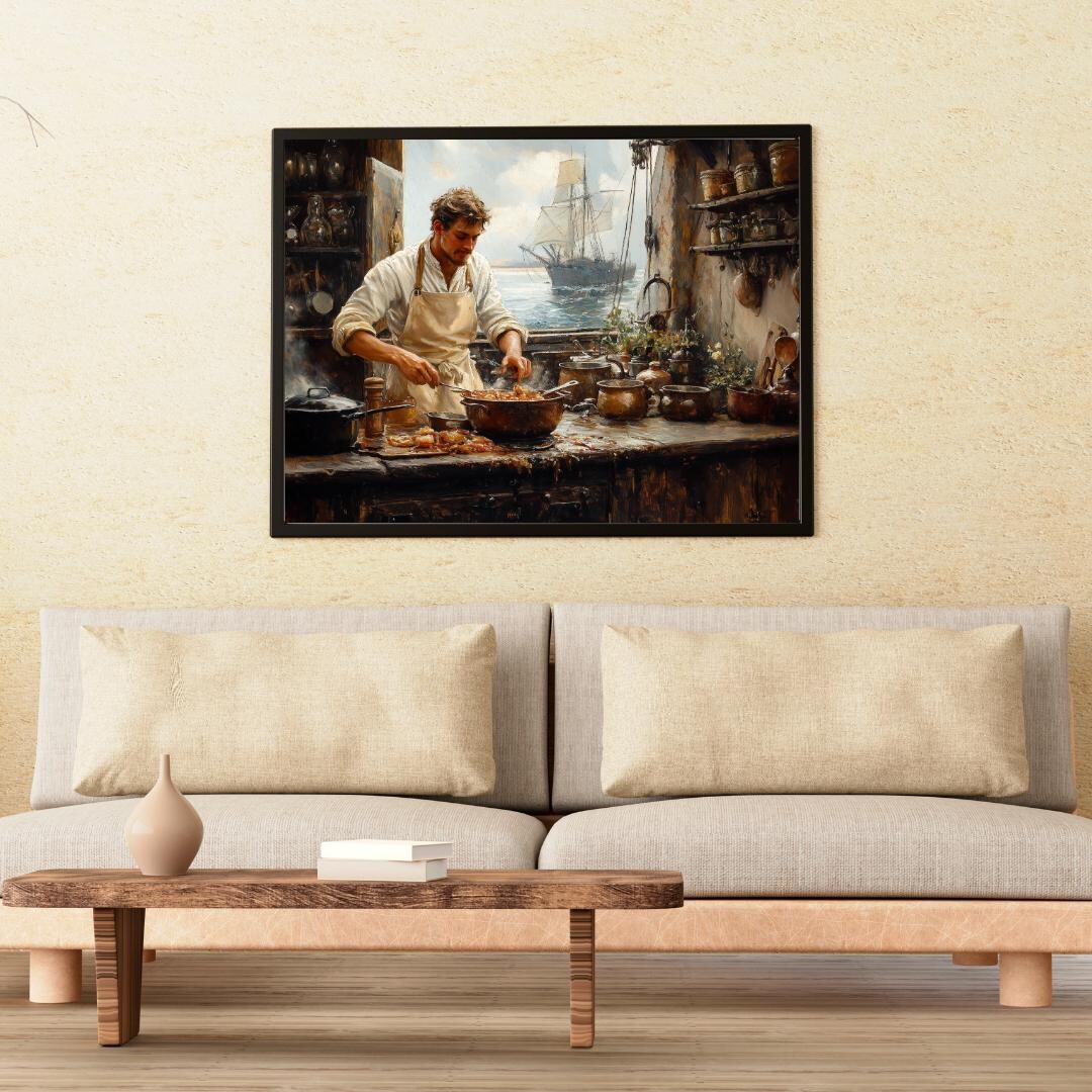 MASTER CHEF ARTWORK - Trendy Kitchen Print, Chef Hat Oil Painting ...