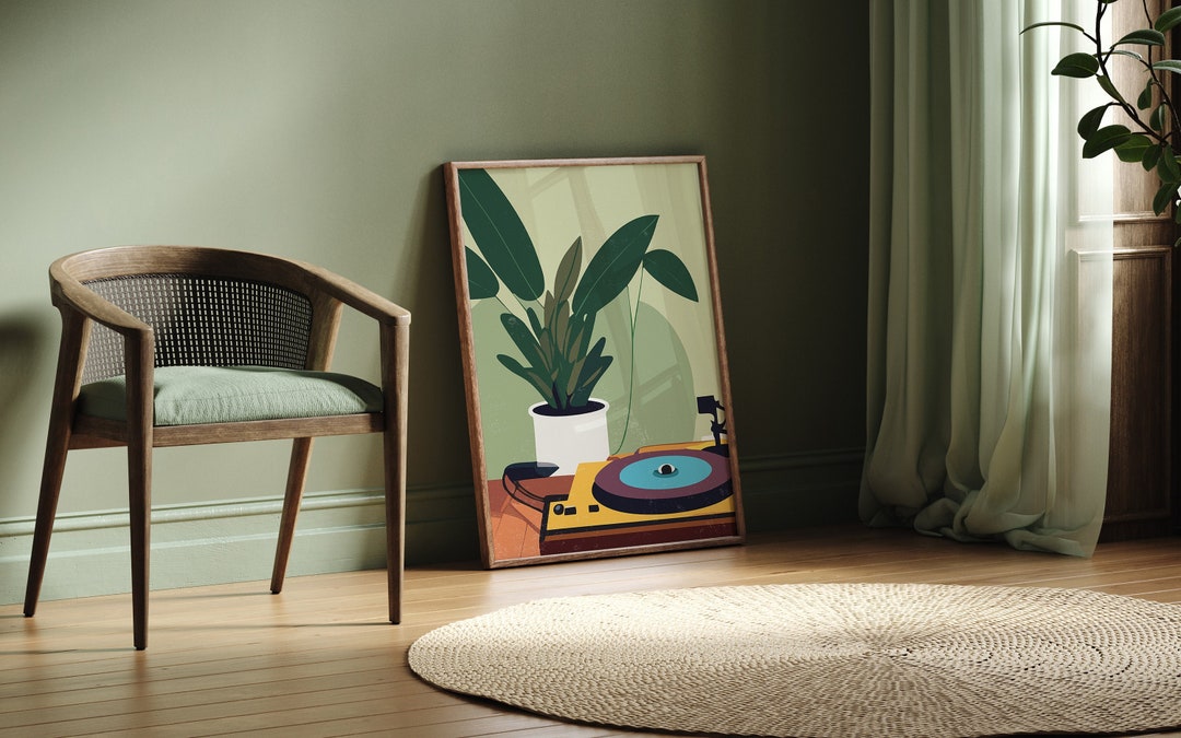 Retro Vinyl Print Colorful Retro Style Wall Art, Vintage Music ...