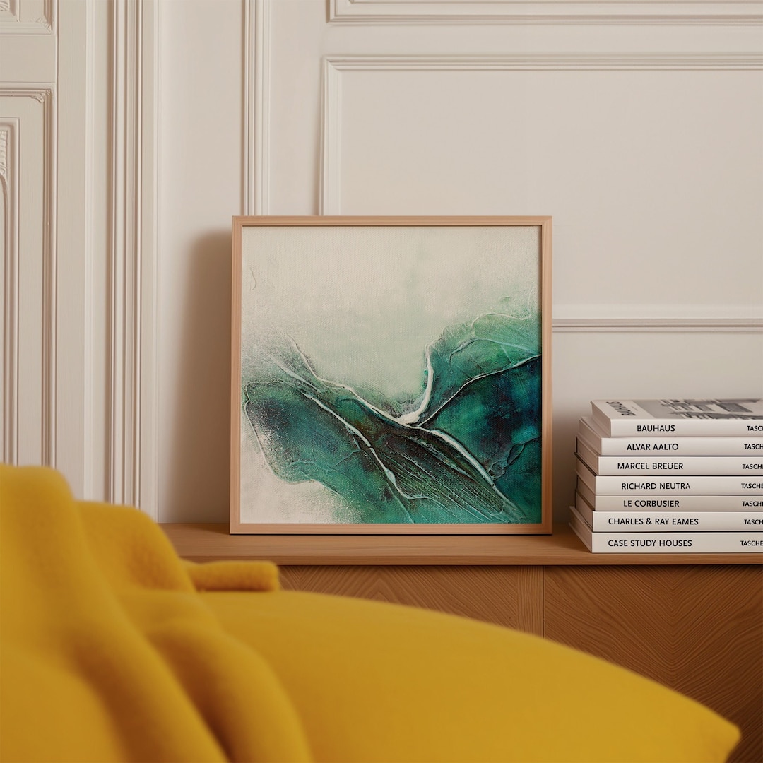 Abstract Emerald Green Poster Square Wall Art Vibrant Poster Art Bright ...