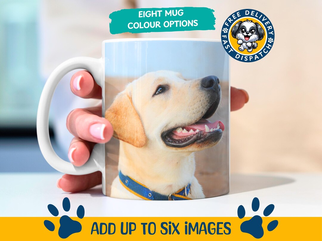Personalised Photo Mug, Ceramic Dog Mug Gift, Custom Photo Dog Owner ...