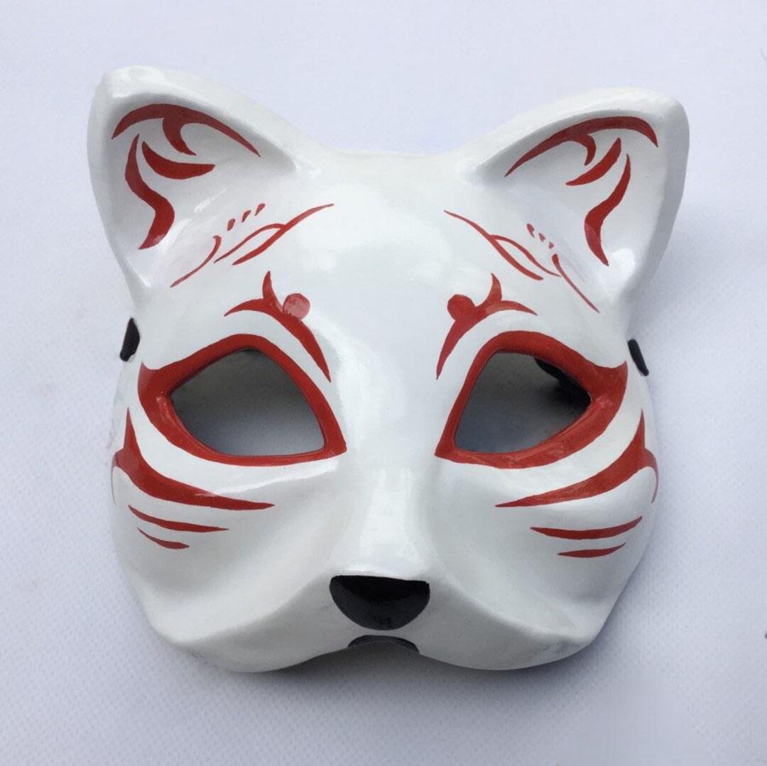 Custom Mask Fox Half-face Wooden Mask Handmade Cosplay Kitsune Fox 03 (accept Custom Requests ...