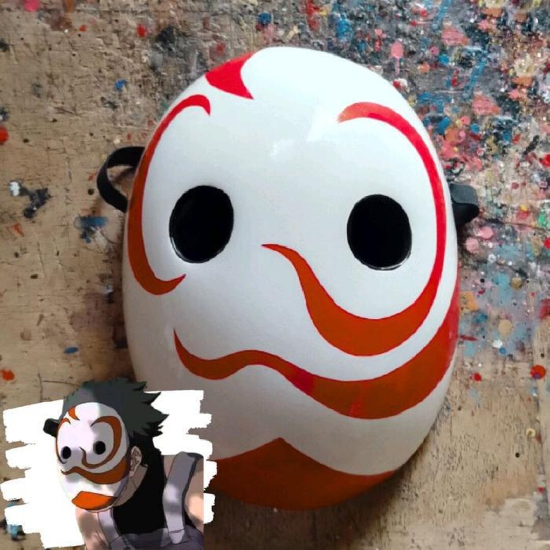 Handmade Red Flame Pattern Anbu Mask Anbu Cosplay Face Cover ( Accepts ...