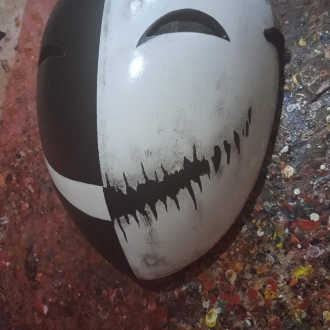 Black and White Two-faced Smile Mask Handmade Halloween Cosplay Mask ...