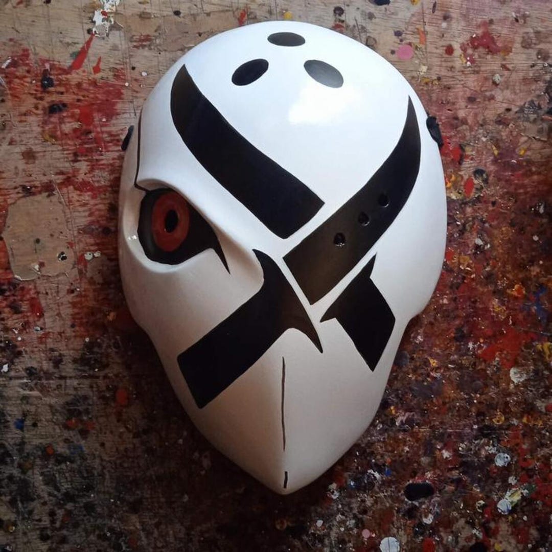 Black One-eyed Sword Motif Mask With Red Pupil Handmade Wooden Mask ...