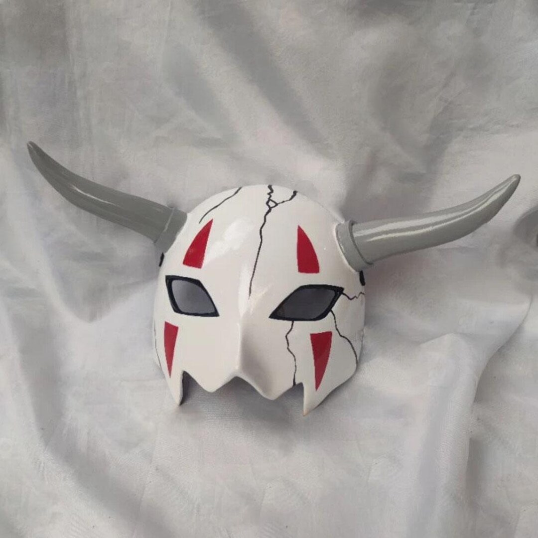 Handmade Shin Face Mask Horned Wooden Mask Cosplay Custom Ghost Mask ...