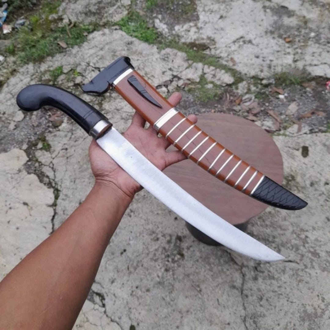 Golok With Persian Steel Sheath Rasamala Wood Machete for Martial Arts ...