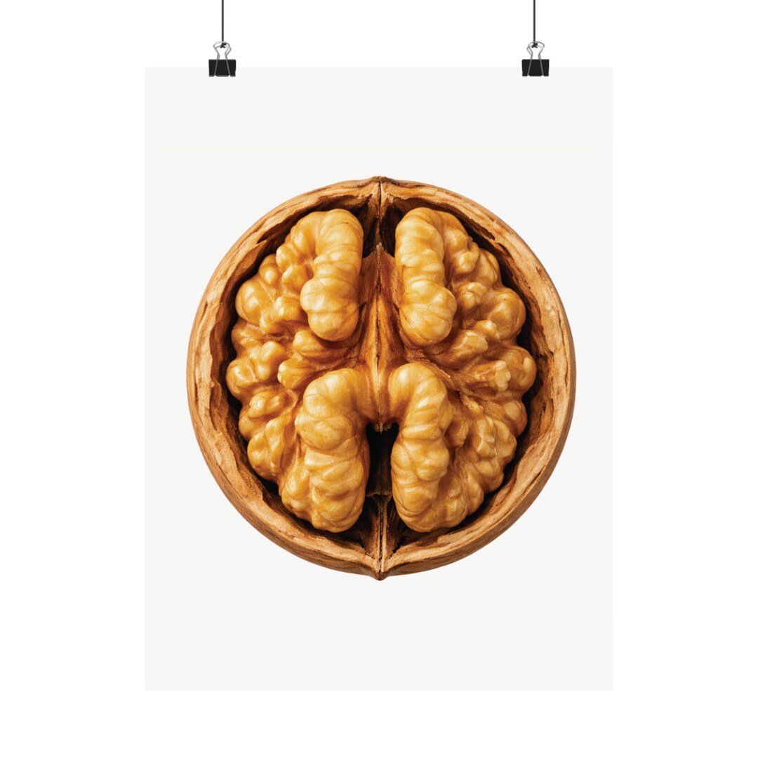 Walnut Brain Poster | Botanical Nut Anatomy Wall Art, Minimal Nature ...