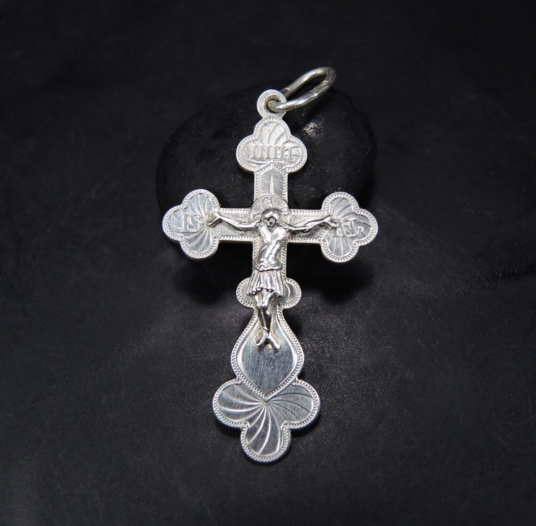 Christian Cross Pendant, 925 Silver Cross, Jesus Christ Crucifix ...