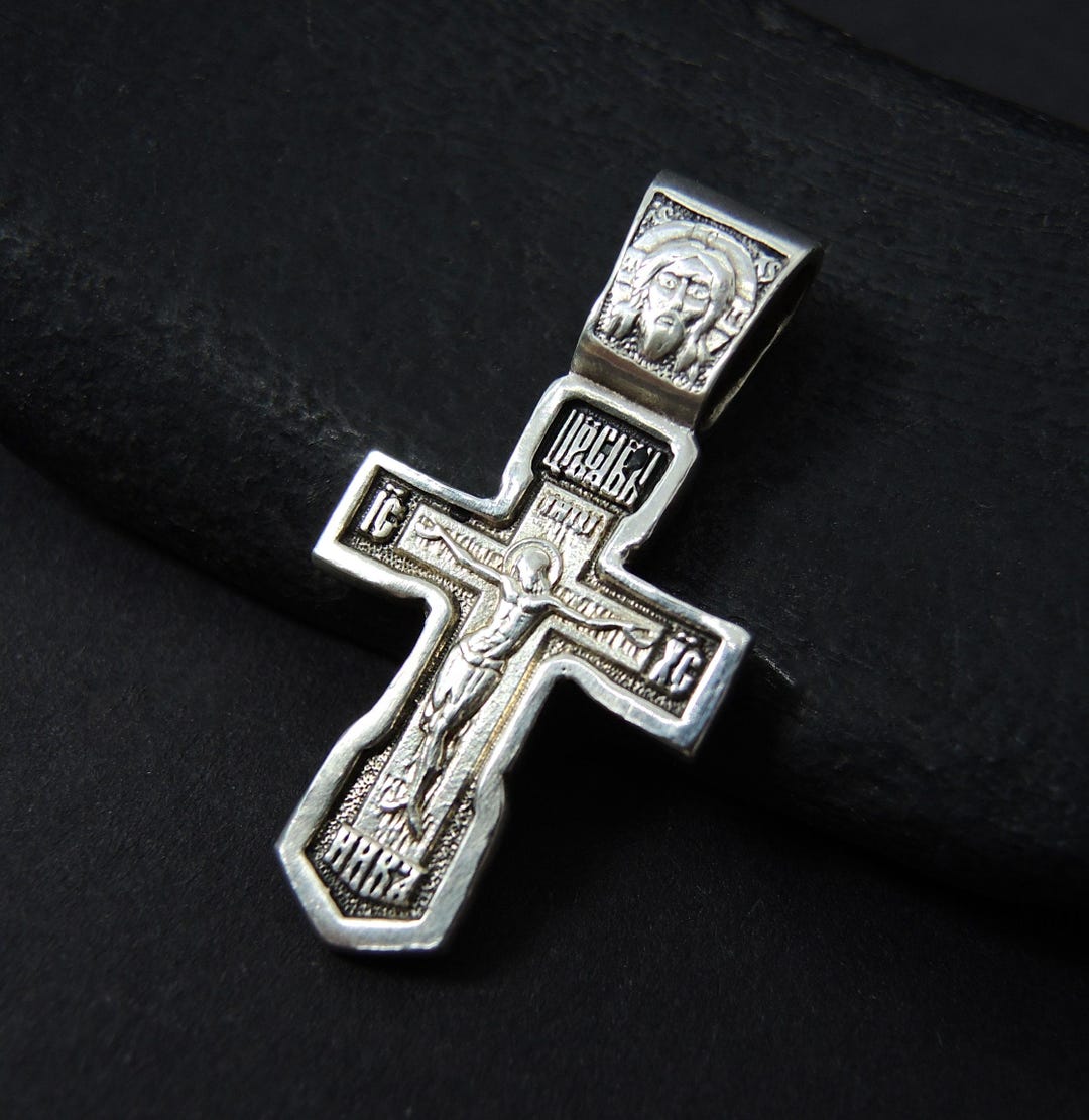 Solid Silver Cross, Jesus Christ Crucifix, Lord Almighty, on Back ...