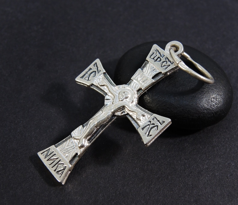 Sterling Silver Cross Pendant, Jesus Christ Crucifix, Christian Cross ...