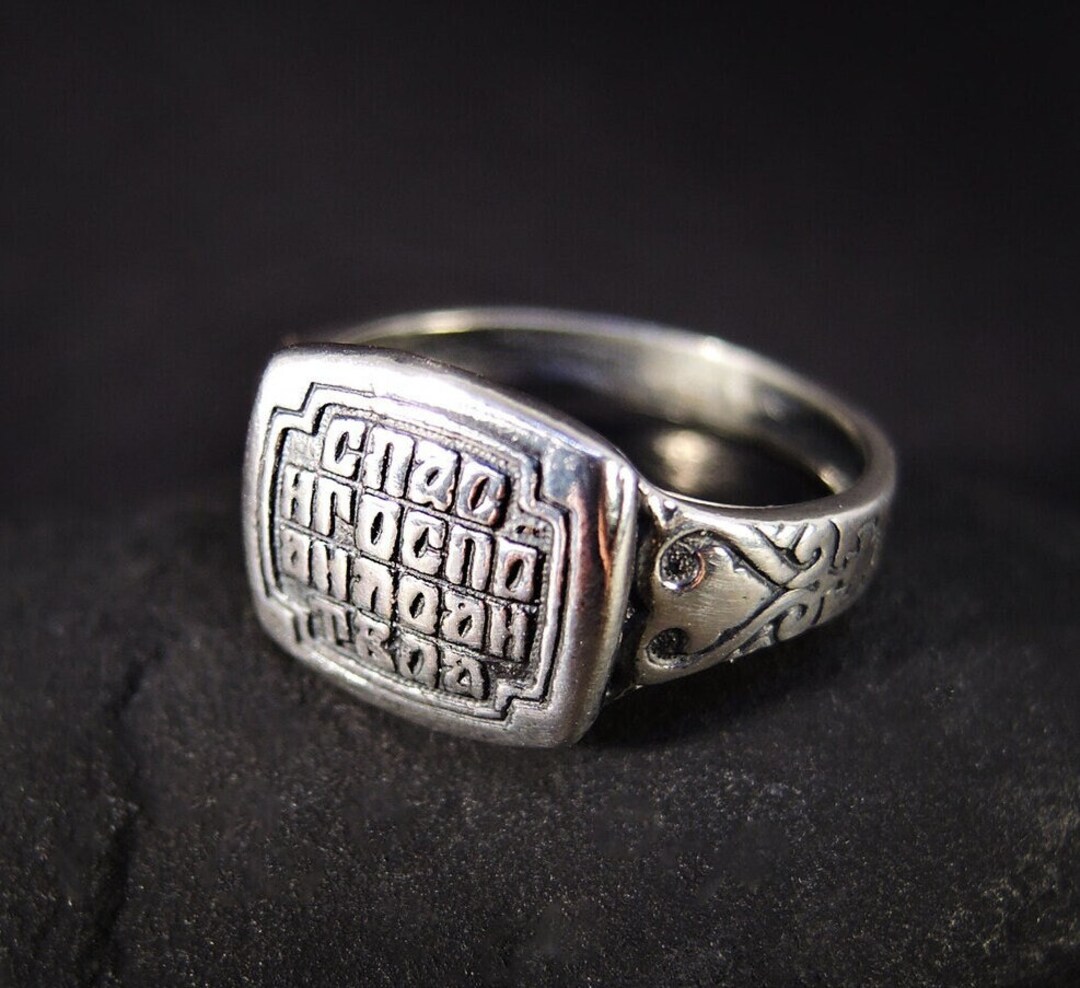 Prayer Signet Ring, Christian Sterling Silver Ring Lord Have Mercy ...