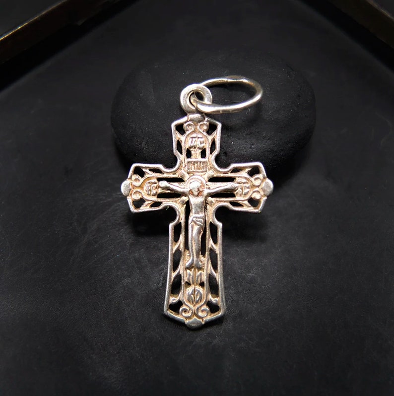 Filigree Cross 925 Silver Pendant, Christian Cross, Small Jesus Christ ...