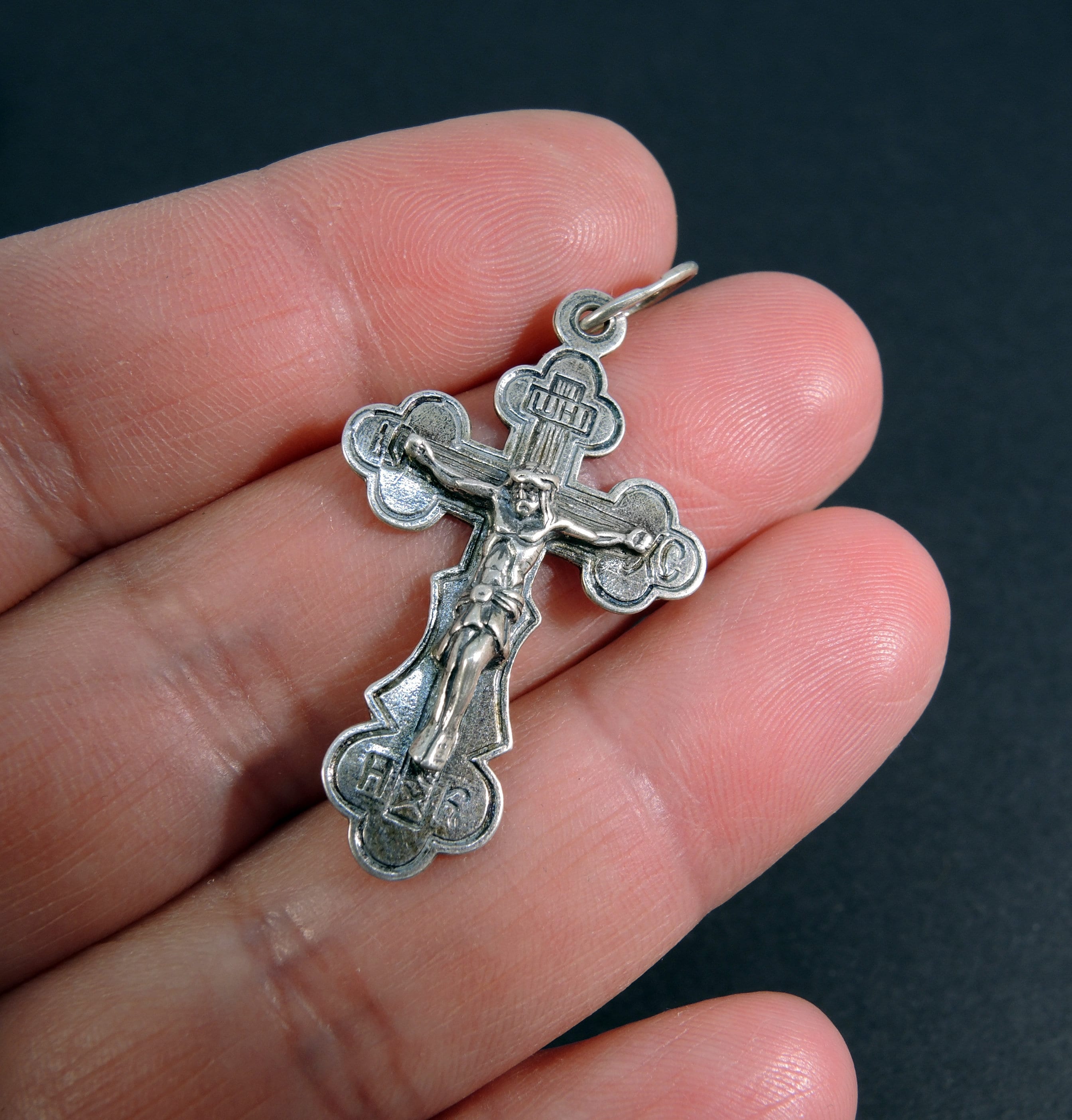Christian Cross Pendant, Jesus Christ Crucifix, Orthodox Cross Charm ...