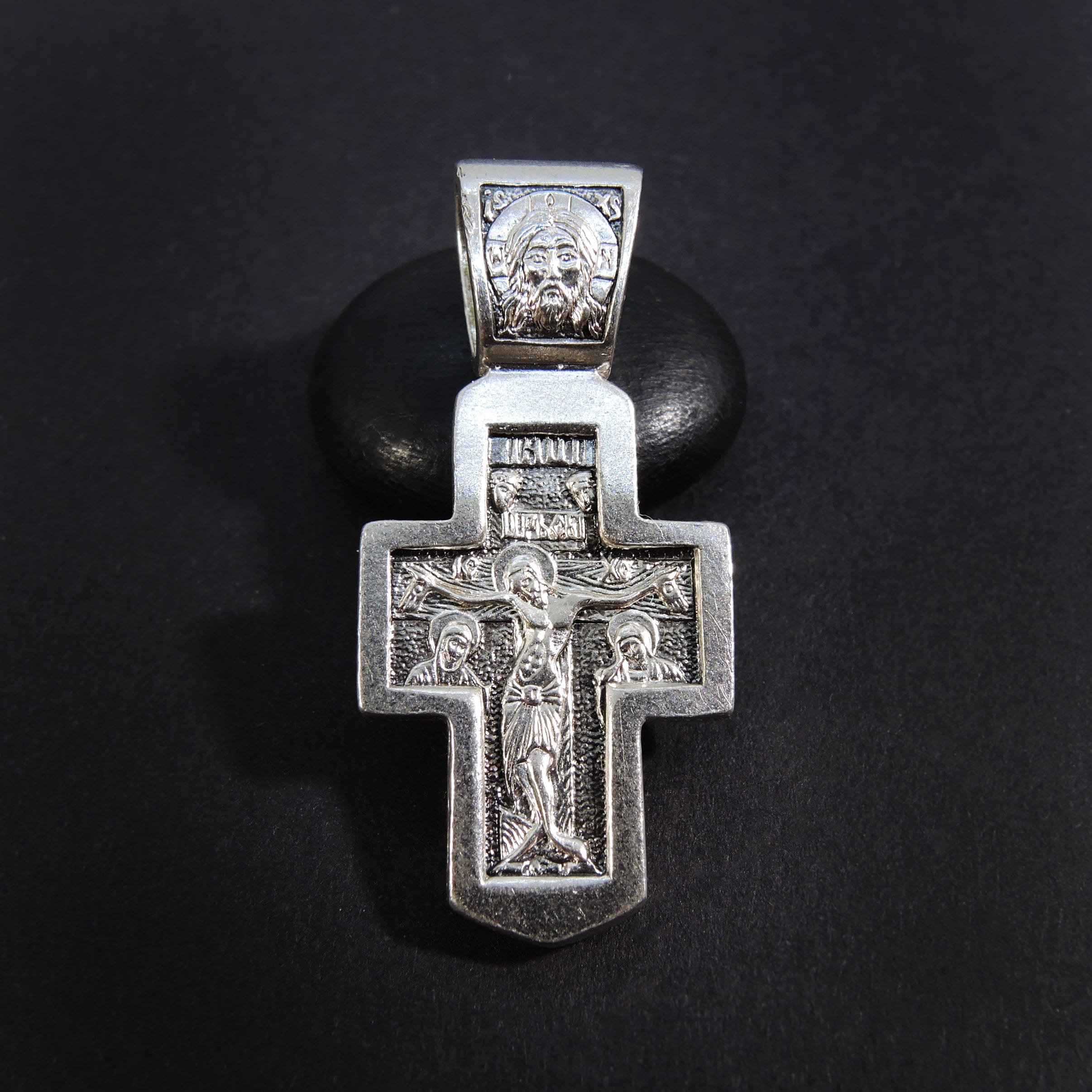 Solid Silver Cross, Jesus Christ Crucifix, Lord Almighty, on Back ...