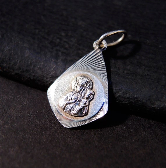 Medallion Bless Virgin Mary Sterling silver Christian… - Gem