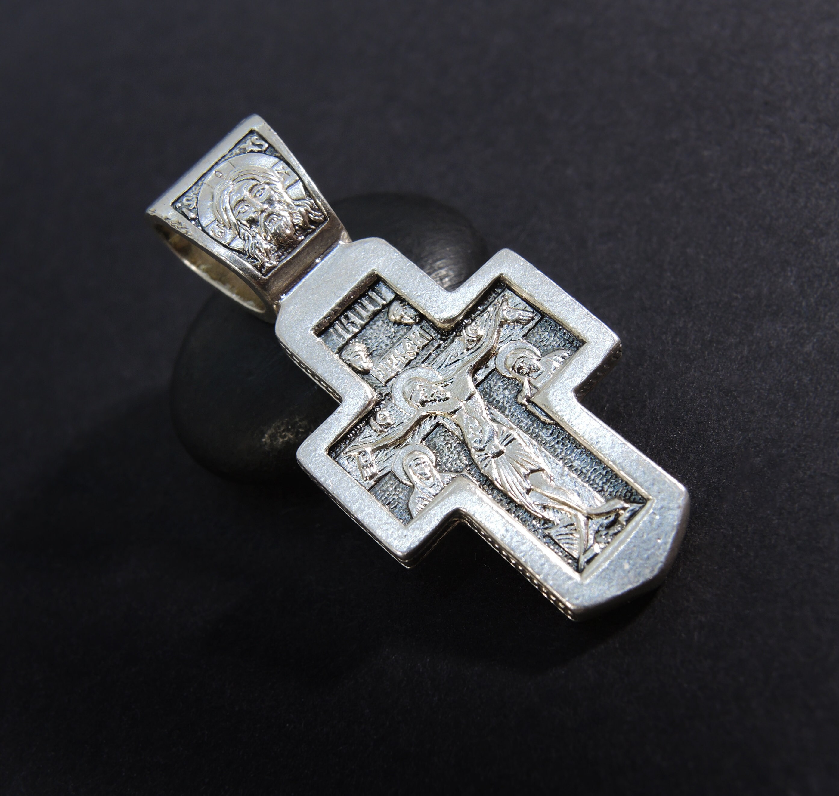 Solid Silver Cross, Jesus Christ Crucifix, Lord Almighty, on Back ...