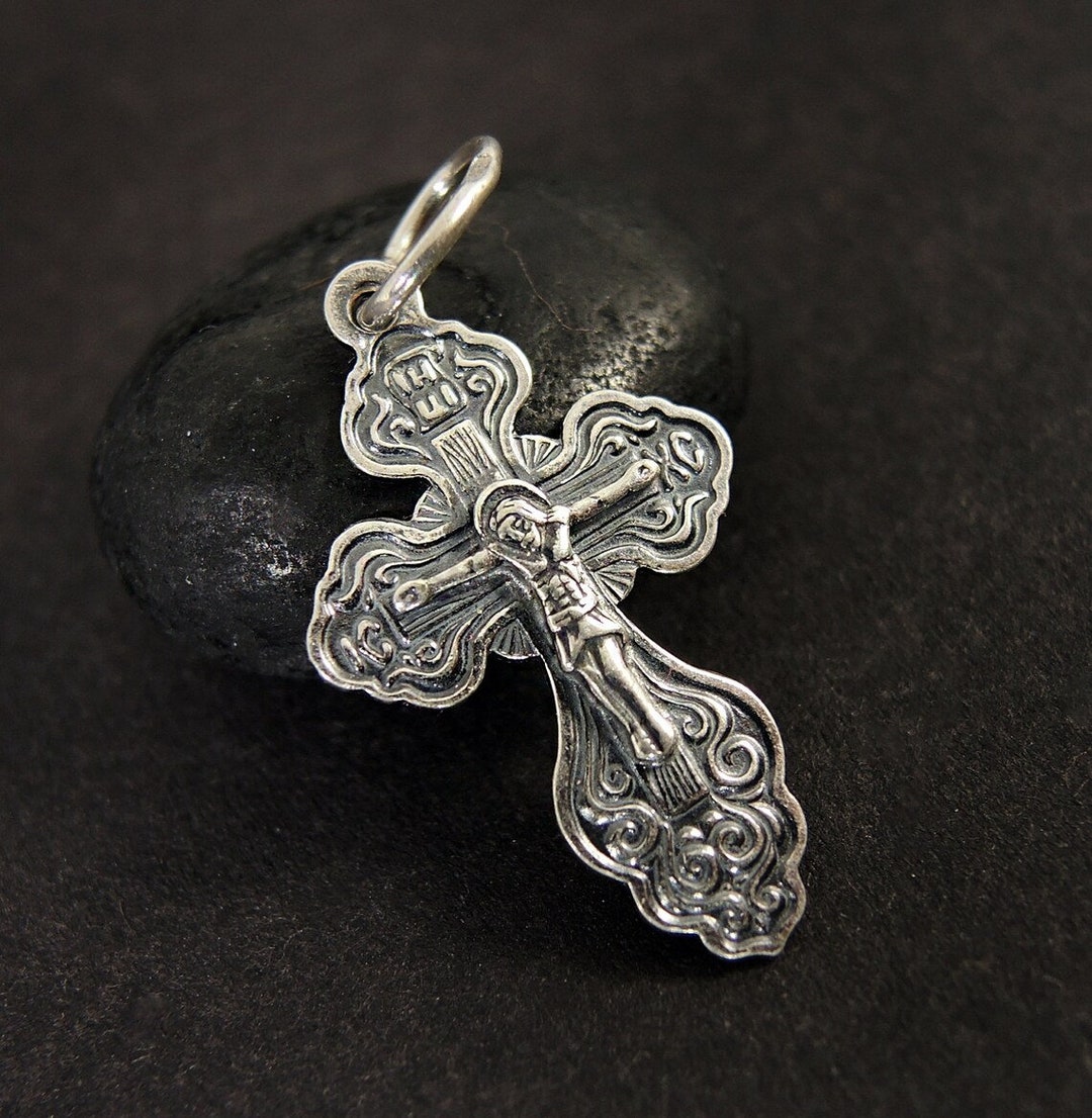 925 Silver Cross Christian Small Pendant Jesus Christ Crucifix Save and ...