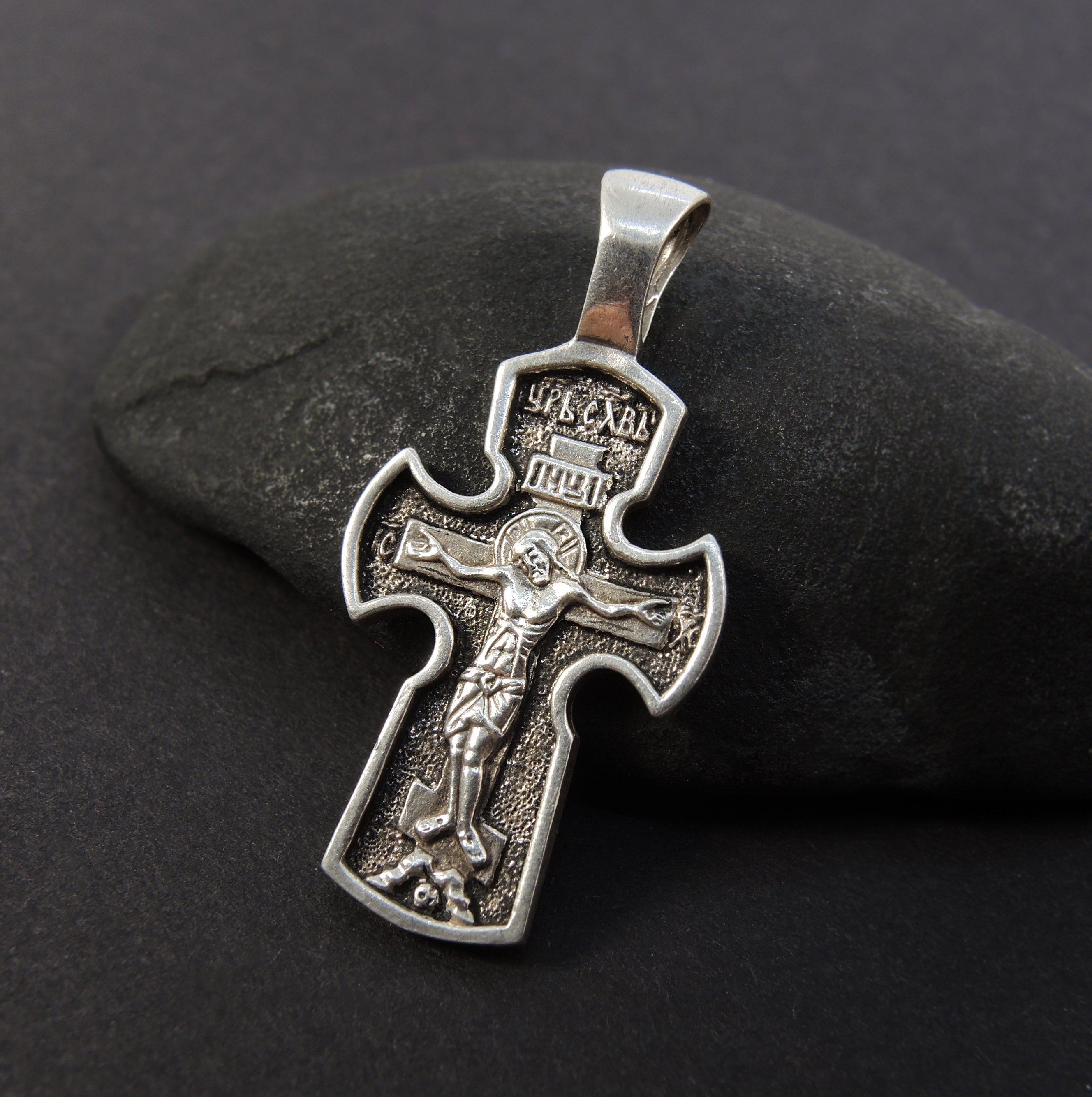 Christian Cross Pendant, Jesus Christ Crucifix Charm, Orthodox Cross ...