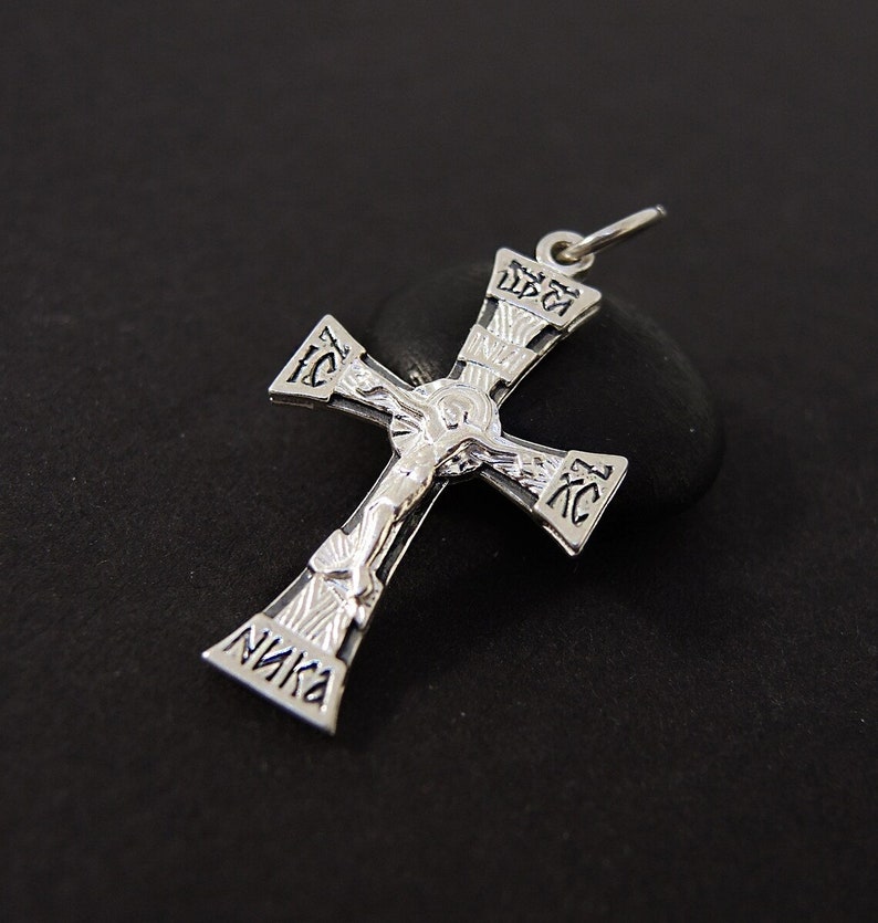 Sterling Silver Cross Pendant, Jesus Christ Crucifix, Christian Cross ...