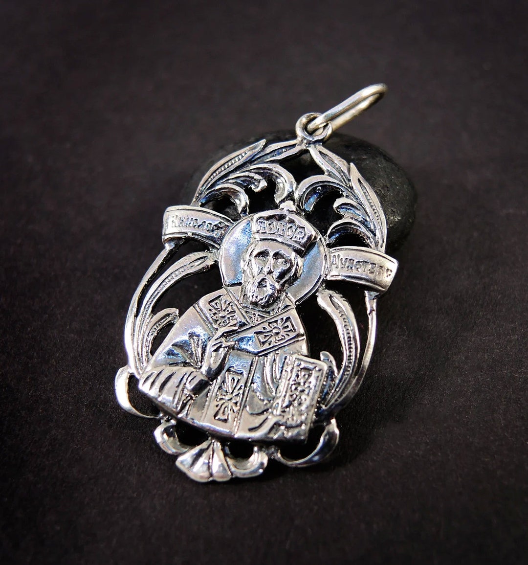 St Nicholas the Wonderworker Pendant Sterling Silver Orthodox Medallion ...