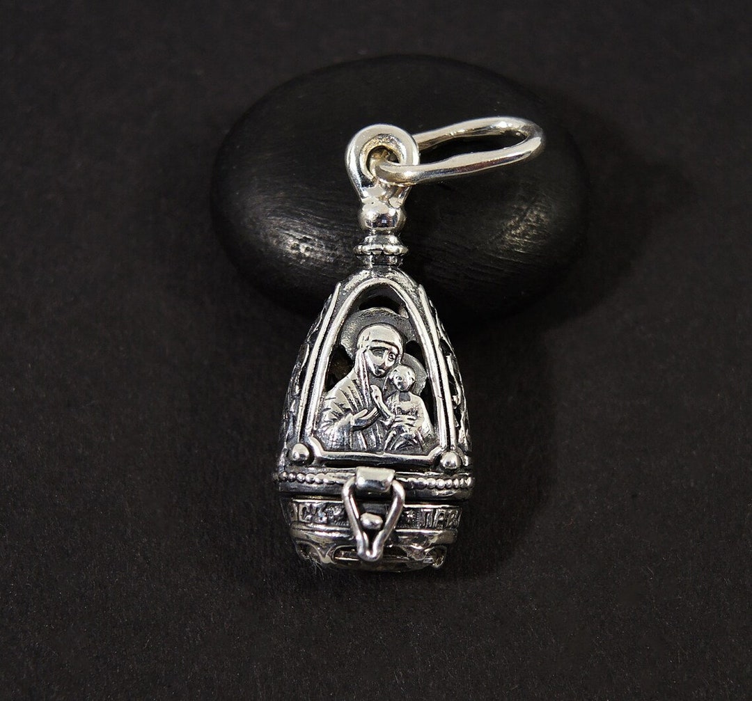Bless Virgin Locket Pendant, Stone Mary With Jesus Teardrop Pendant ...