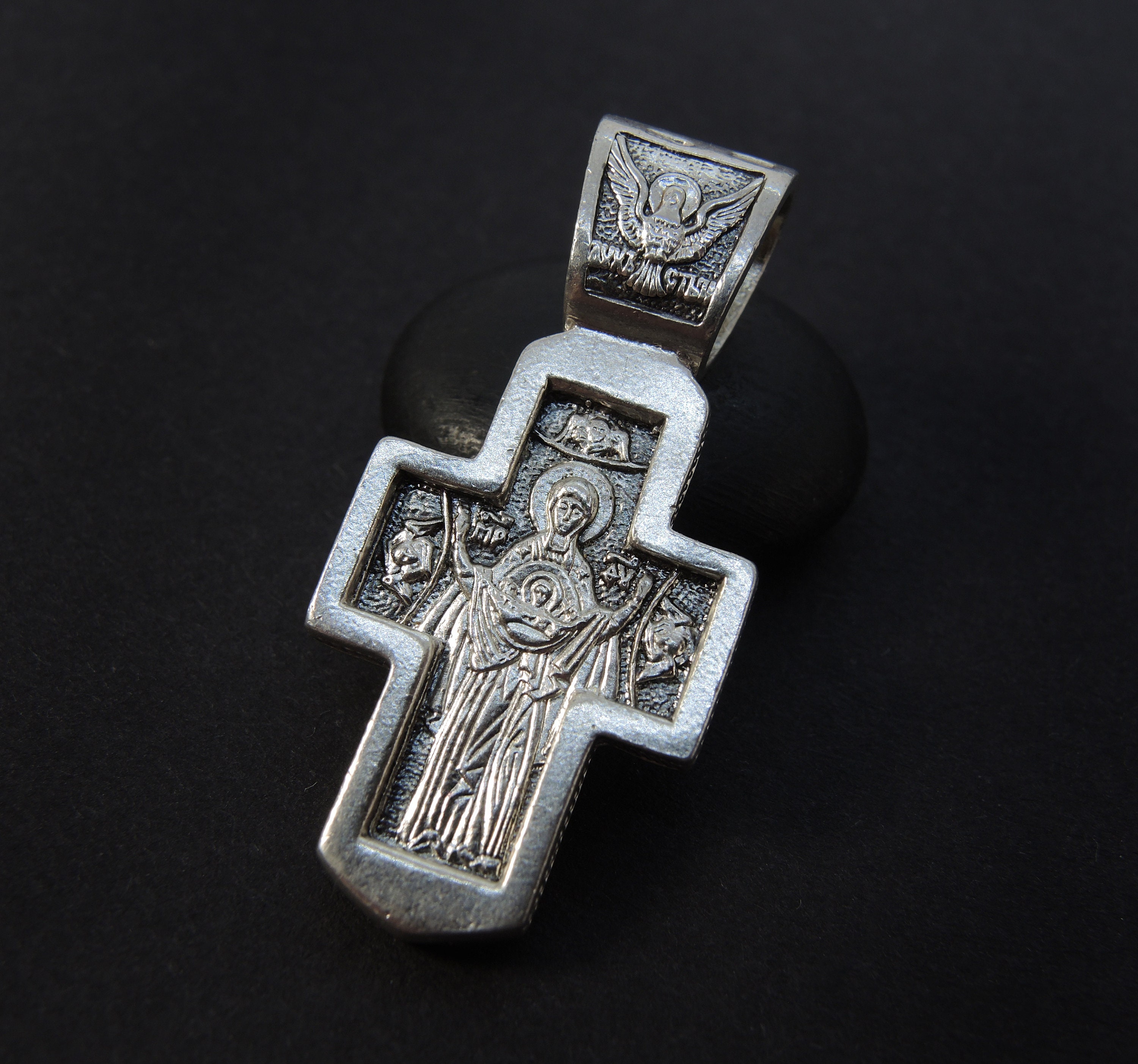 Solid Silver Cross, Jesus Christ Crucifix, Lord Almighty, on Back ...