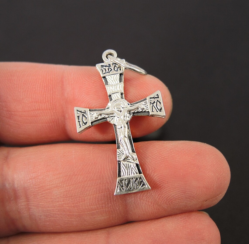 Sterling Silver Cross Pendant, Jesus Christ Crucifix, Christian Cross ...