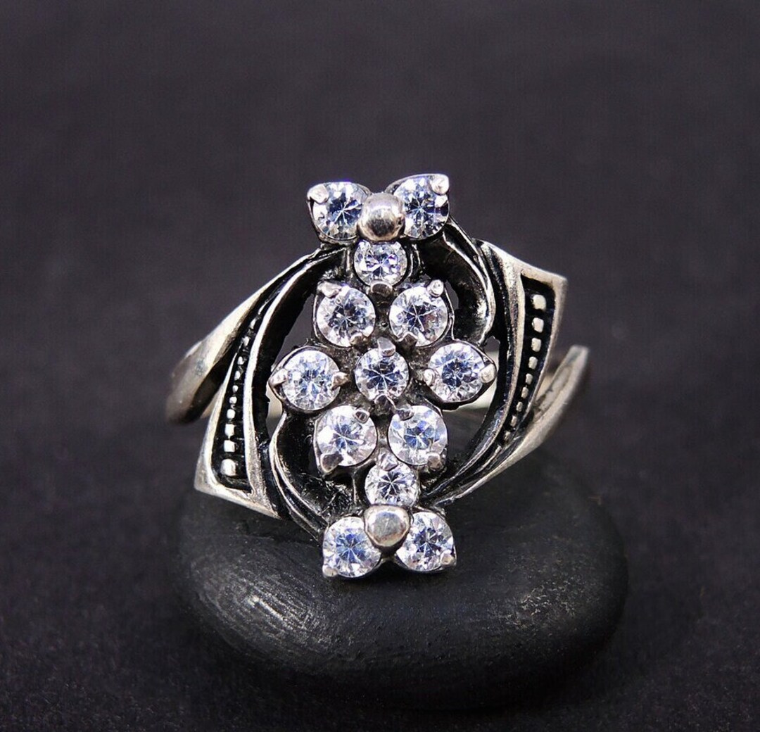 Twist Multi Stone Ring, Sparkle Gems Ring 925 Sterling Silver, Dainty ...