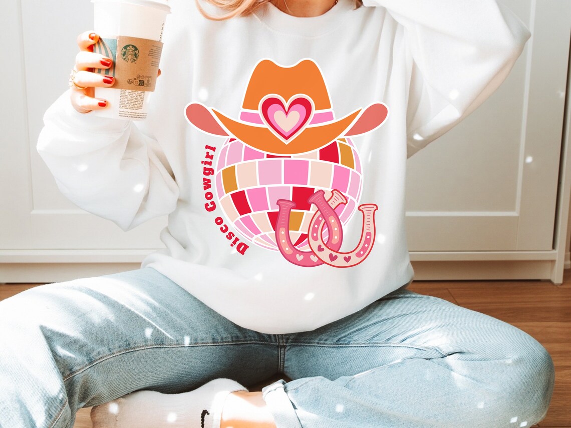 Retro Western PNG Disco Cowgirl Png Trendy Western Png Disco Ball ...