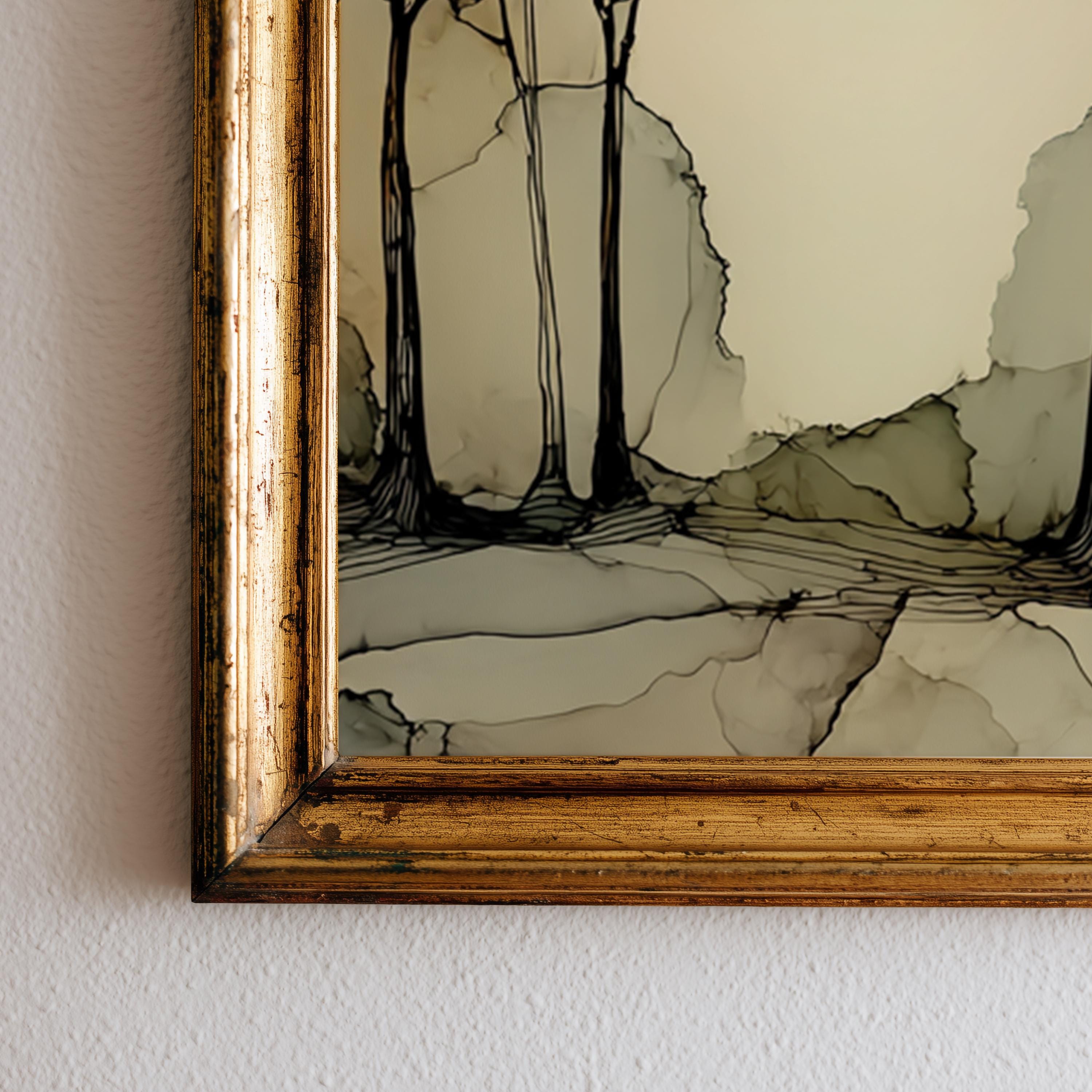 Modern Abstract Forest Landscape Gallery, Triptych Art Set of 3, Earthy ...