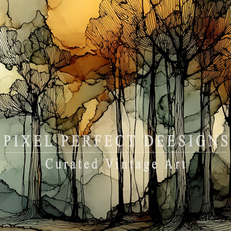Modern Abstract Forest Landscape Gallery, Triptych Art Set of 3, Earthy ...