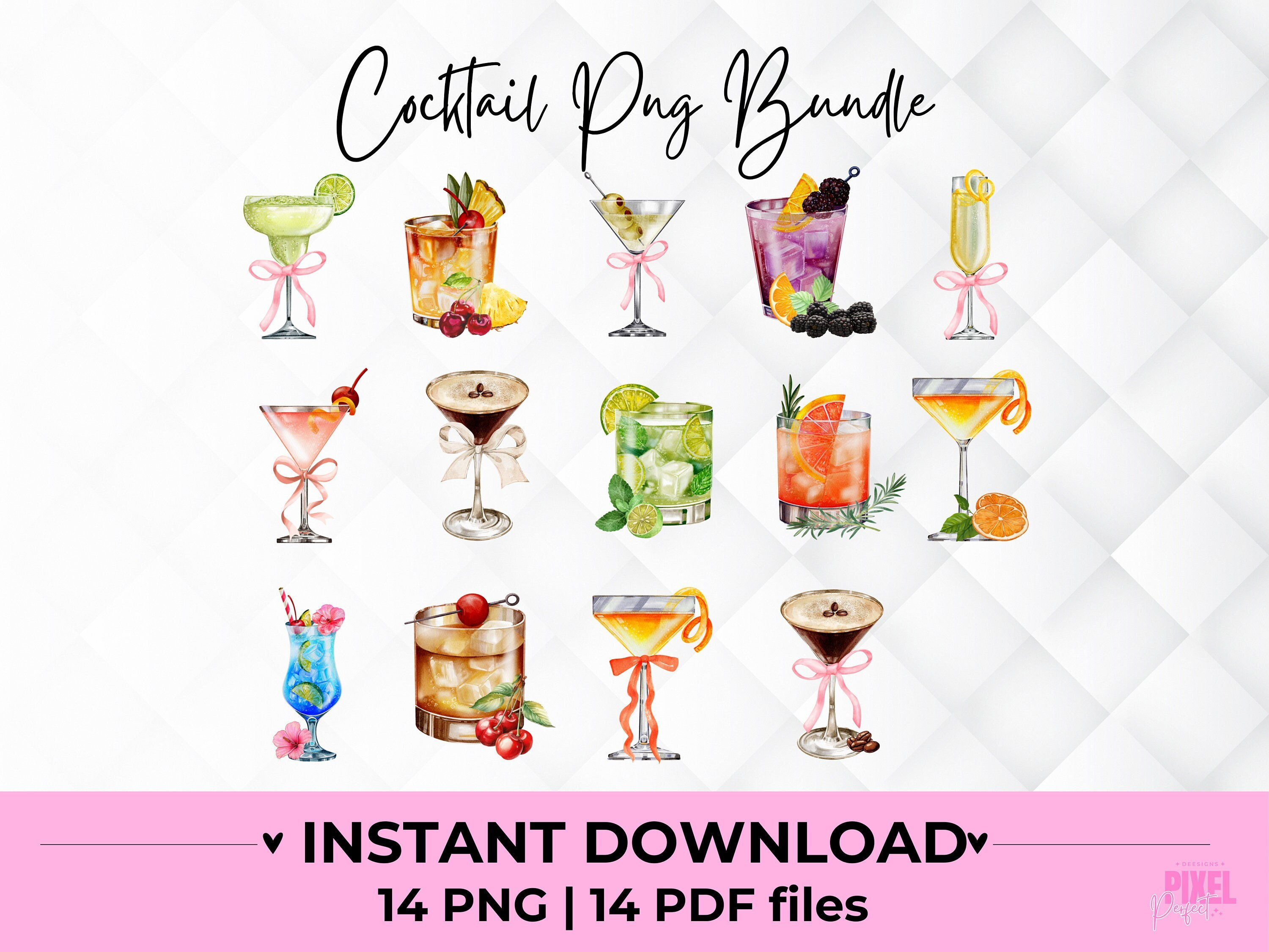 Cocktail PNG Bundle Martini Clipart Adult Drink Png Summer Cocktail ...