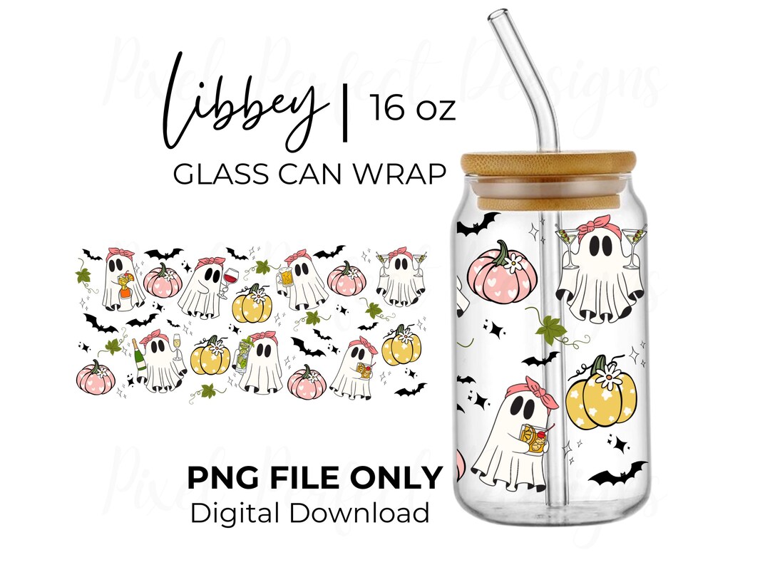 Ghost Cocktail Libbey Glass PNG Wrap Pumpkin Png Sublimation Fall ...
