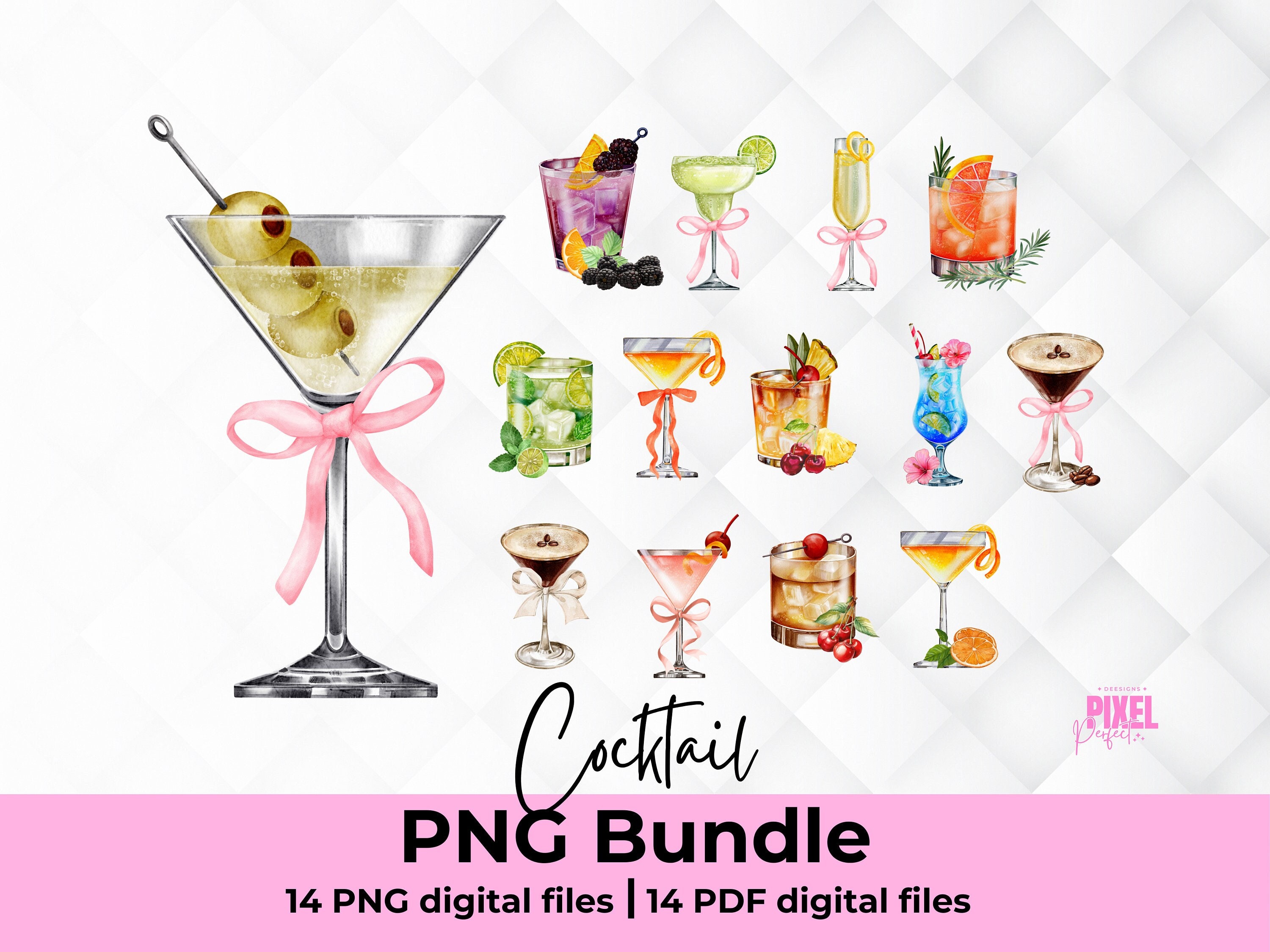 Cocktail PNG Bundle Martini Clipart Adult Drink Png Summer Cocktail ...
