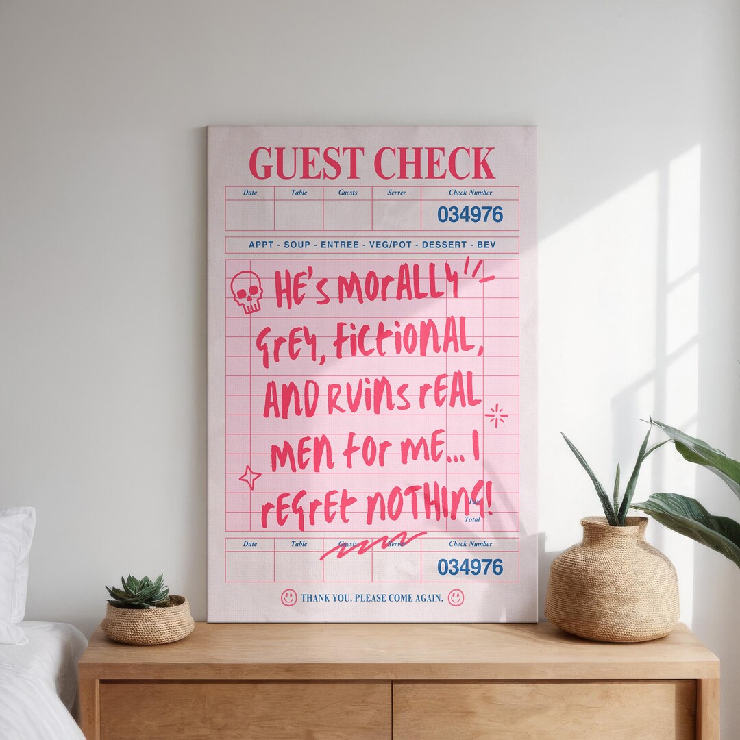 Guest Check Wall Art Digital Download, Romantasy Bookish Decor, Morally ...