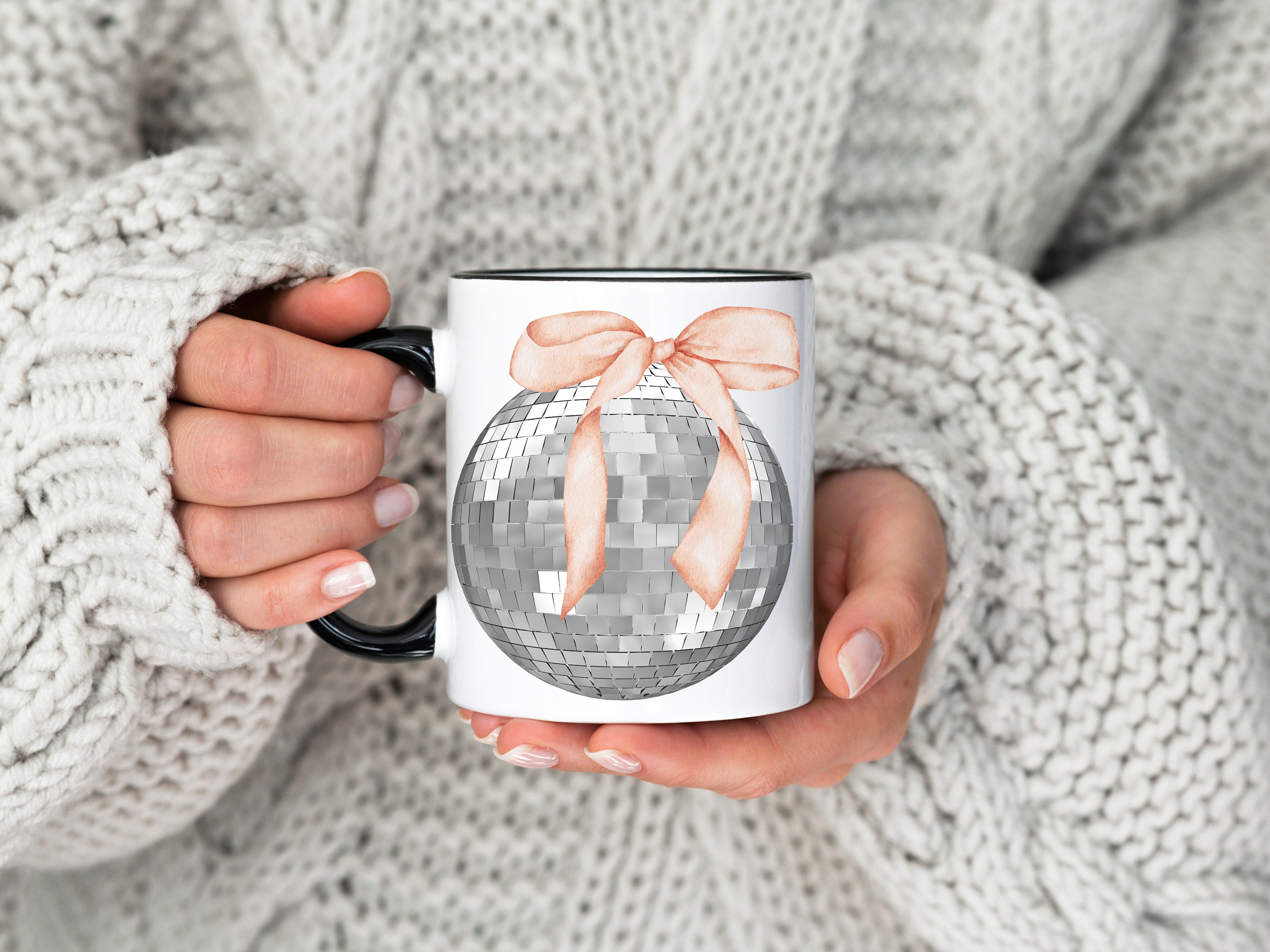 Disco Ball PNG Bow PNG Retro Disco Bow Sublimation PNG Ribbon Glitter ...