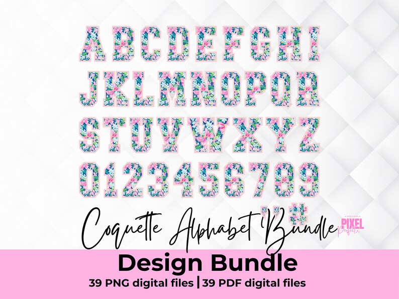 Coquette Alphabet PNG Bundle Alphabet Png Coquette Bow Alphabet Bundle ...