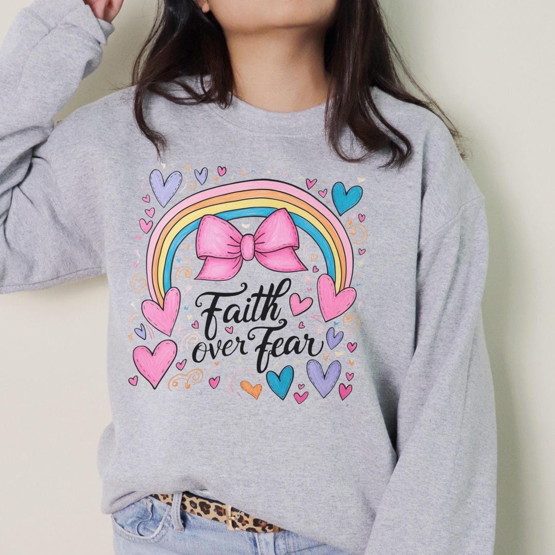 Faith Over Fear Pink Bow Bundle Png, Positive Affirmation PNG, Faith ...
