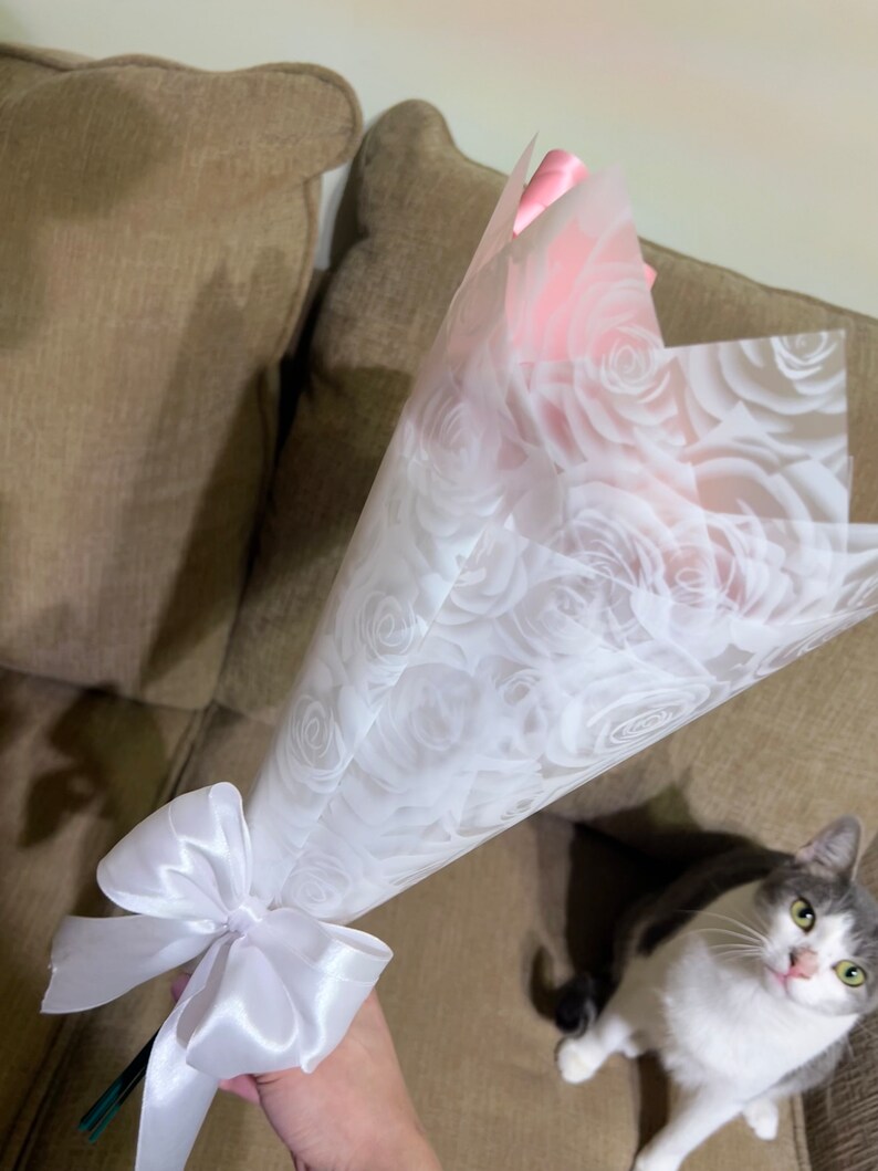 Pink Flower Bouquet Paper Flowers Valentines Bouquet Pink Flowers Ramo ...