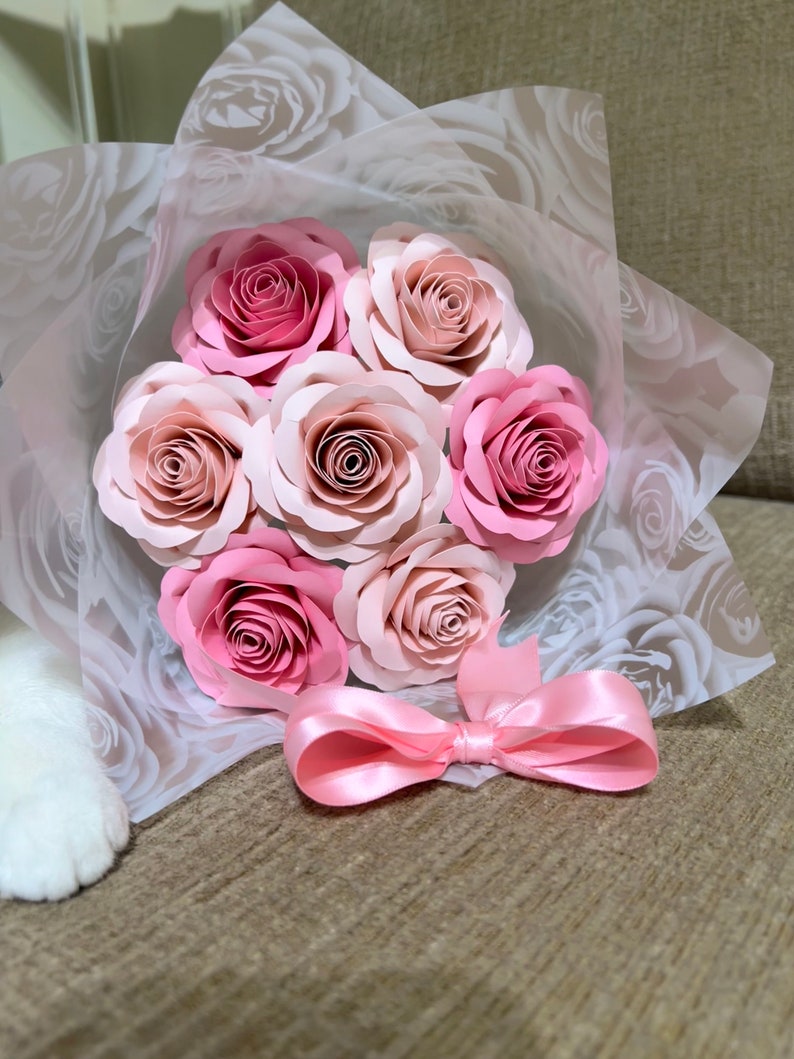 Pink Flower Bouquet - Paper Flowers - Valentines Bouquet - Pink Flowers ...