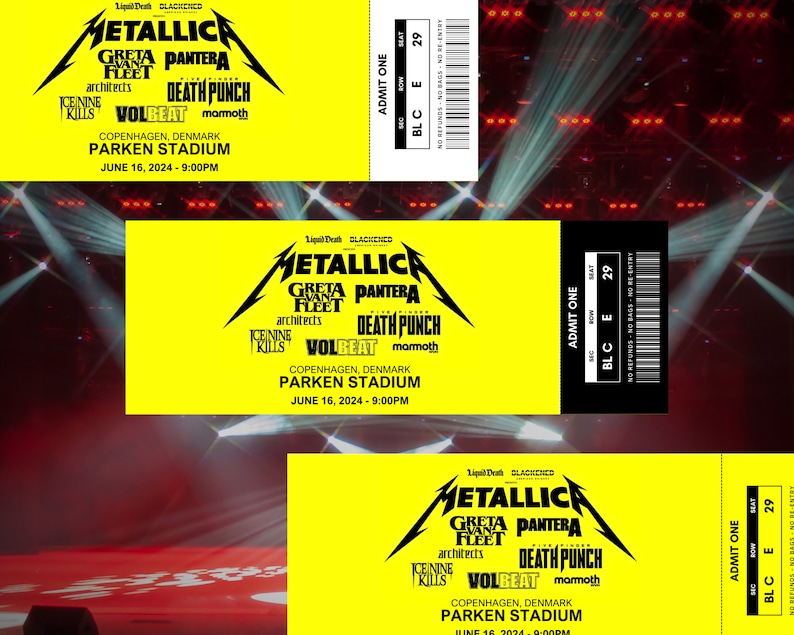 Editable Metallica Ticket, 2024 Metallica M72 World Tour, Metallica ...