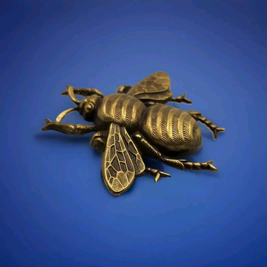 JOSEFF of HOLLYWOOD Extra Large Bumble Bee Brooch Pin Antiqued Gold ...