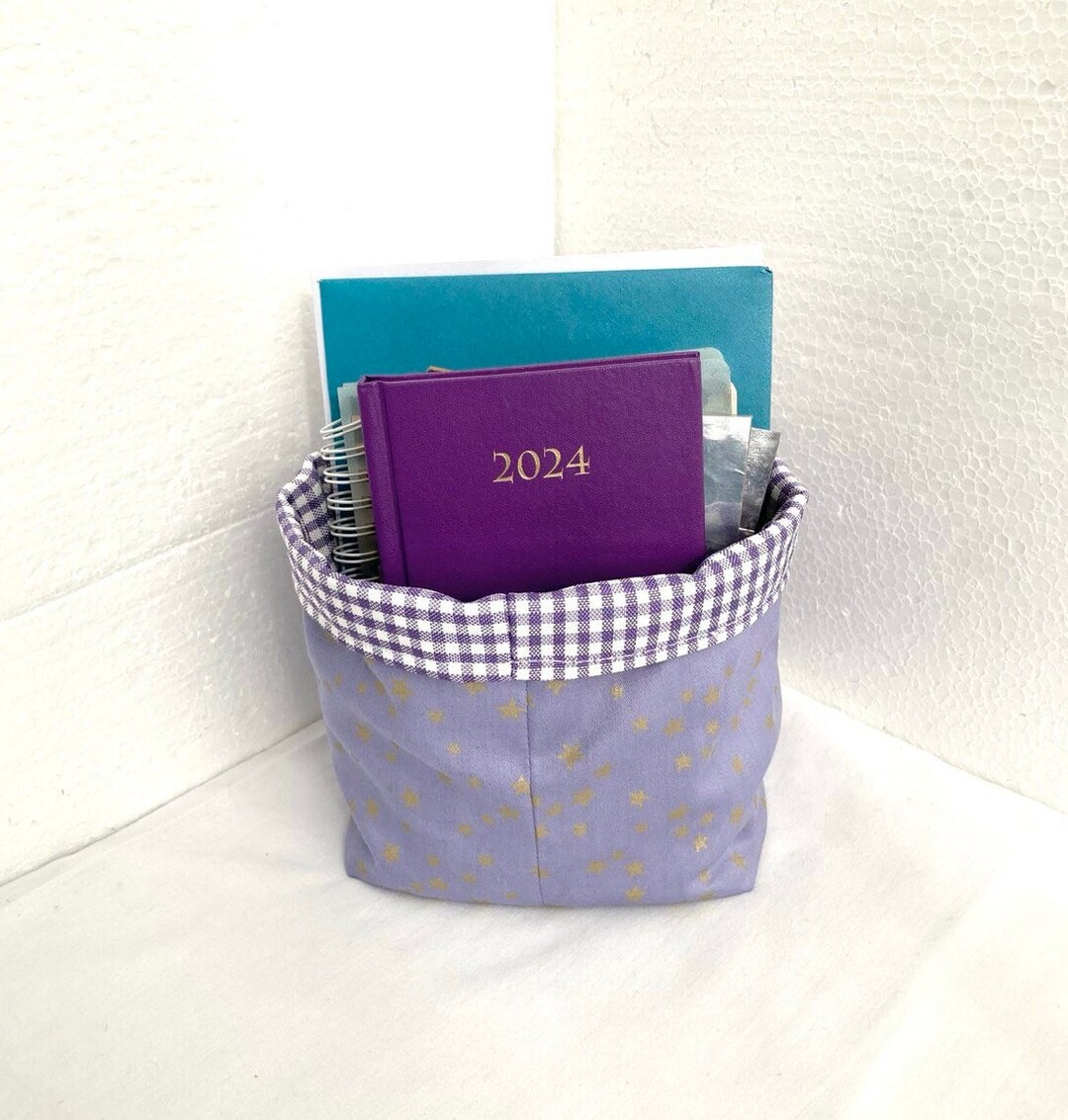 Reversible Fabric Storage Basket | Handmade Cotton Organizer - Etsy
