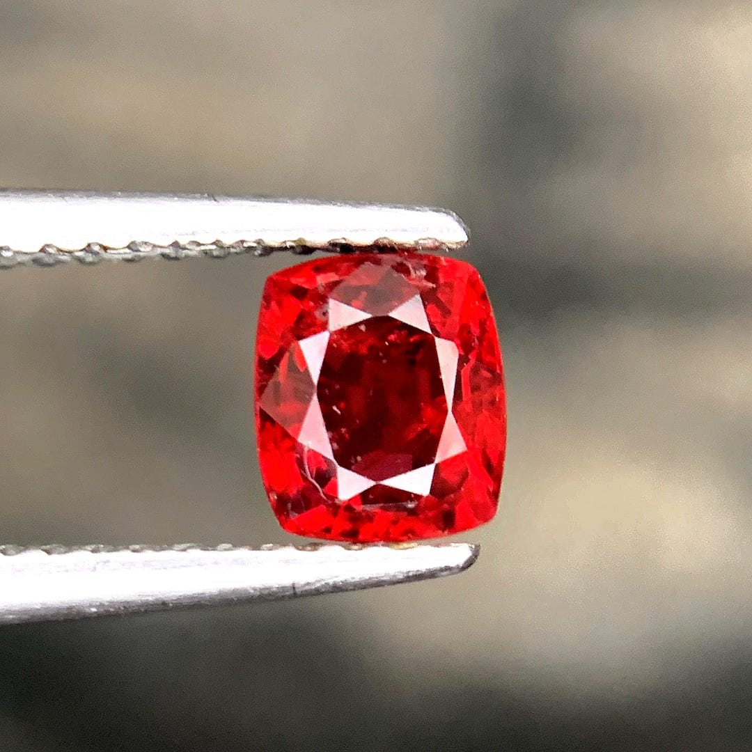 0.80 Carat Burma Red Spinel | Cushion Cut Natural Gemstone | 5.5x4.8x3 ...