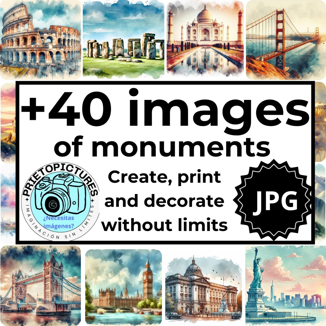 Pack of 40+ Digital Monuments | Printable Images for Instant Download ...