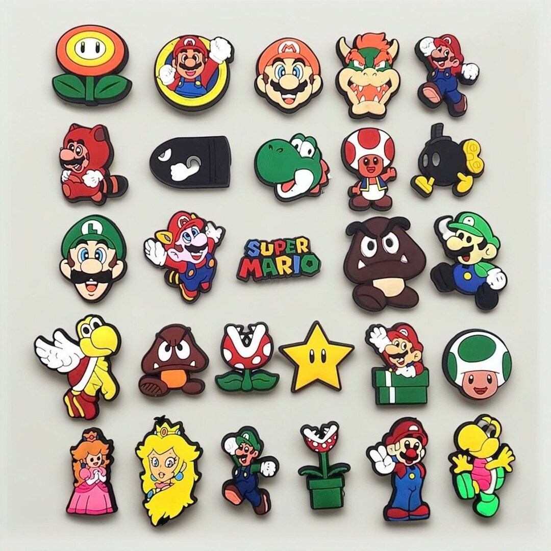 Super Mario Shoe Charms Mario & Luigi Shoe Charms Super Mario Croc ...