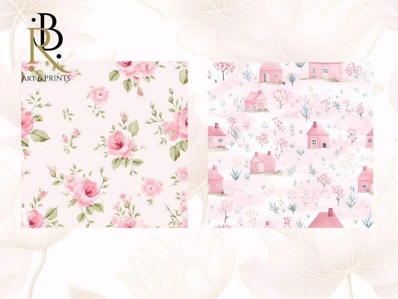 Cottage Chic Digital Paper - Seamless Printable Instant Download ...