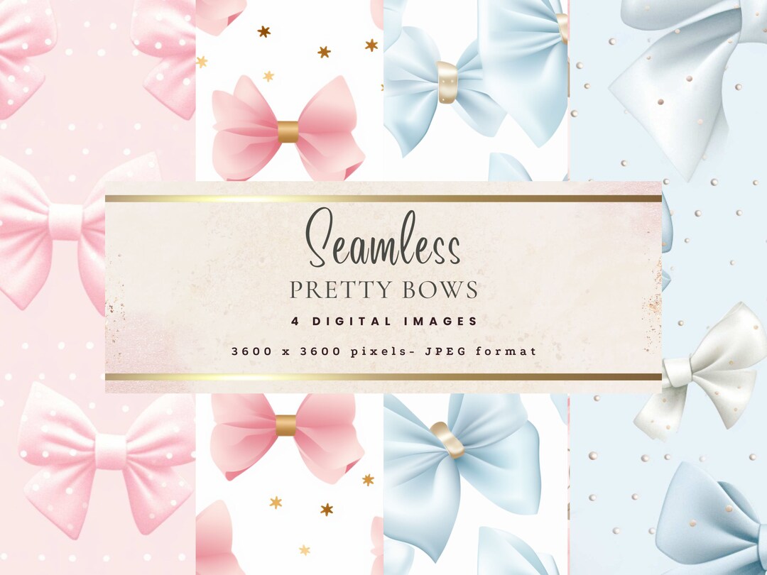 Pretty Bow Digital Paper - Seamless Printable Instant Download ...