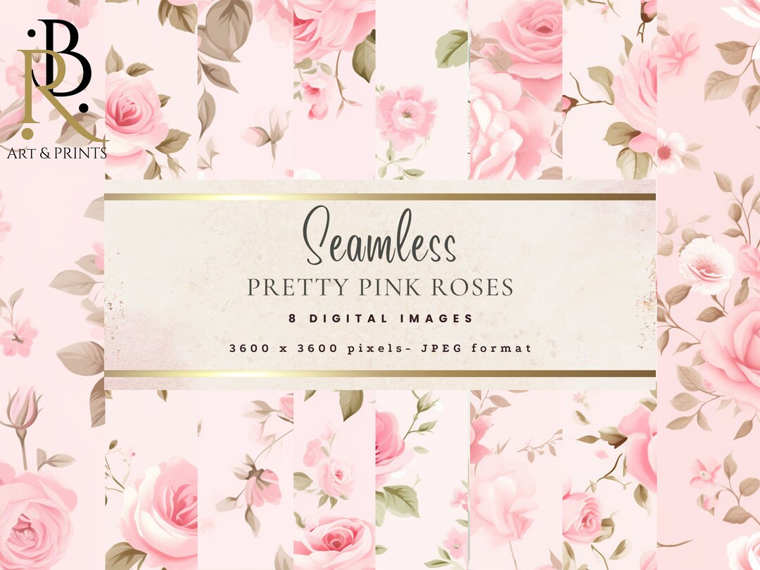 Pretty Pink Rose Digital Paper - Seamless Printable Instant Download ...