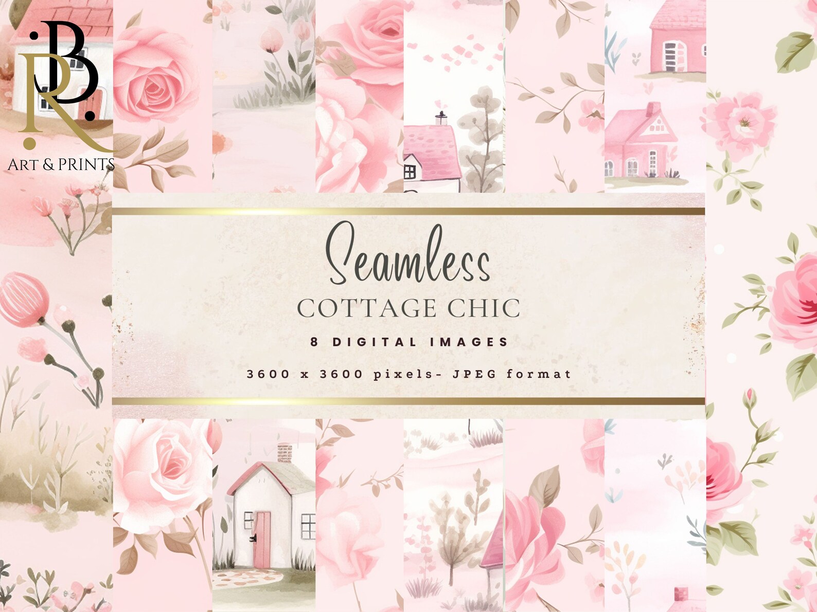 Cottage Chic Digital Paper - Seamless Printable Instant Download ...